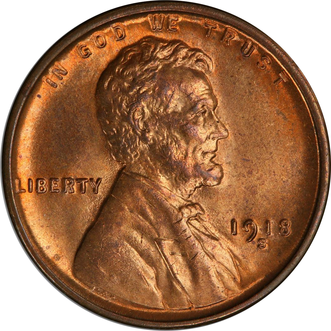1918 S 1c Ms | Lincoln Cents - Wheat Reverse | Coin