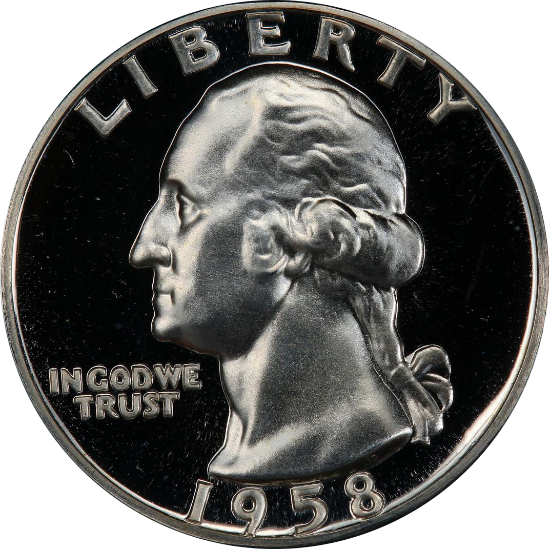 1958 25c Pf | Washington Quarters | Coin