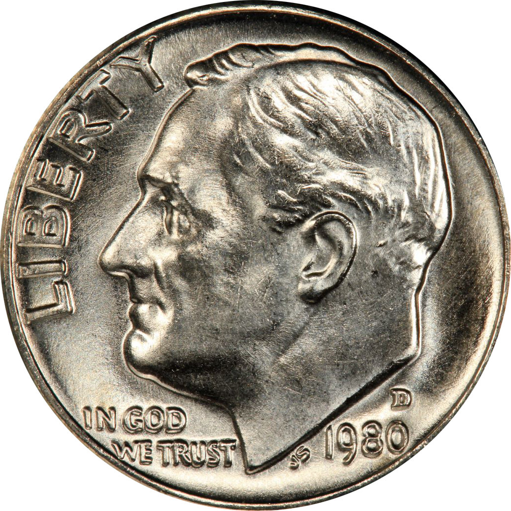 1980 D 10c Ms | Roosevelt Dimes | Coin