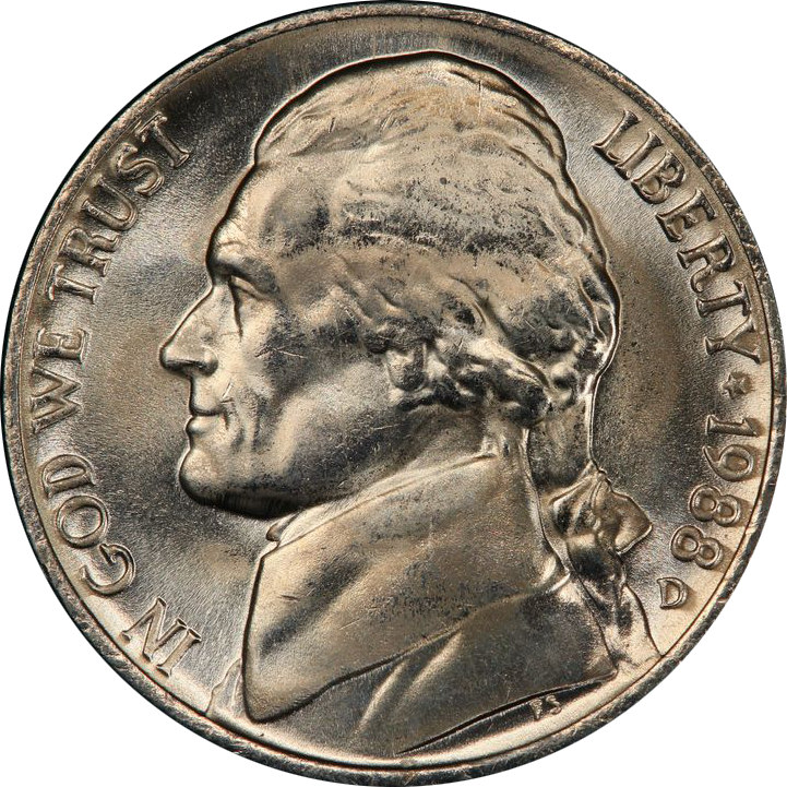 1988 D 5c Ms | Jefferson Nickels | Coin